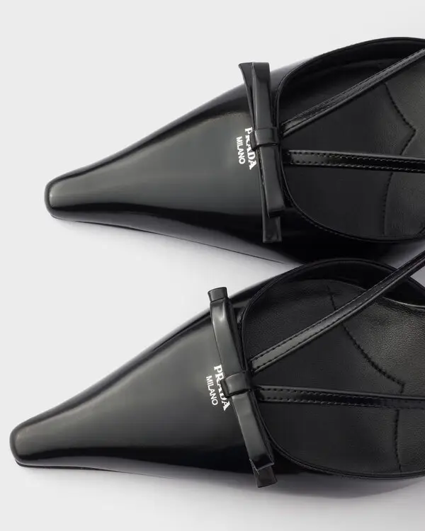 Prada Brushed-leather Slingback Pumps