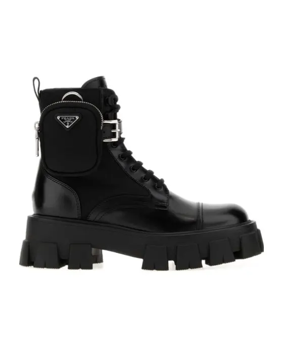 Prada Monolith Pocket Platform Boots - Black