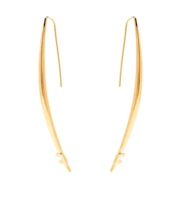 Elisabetta Franchi Tone Logo Plaque Drop Earrings - Gold