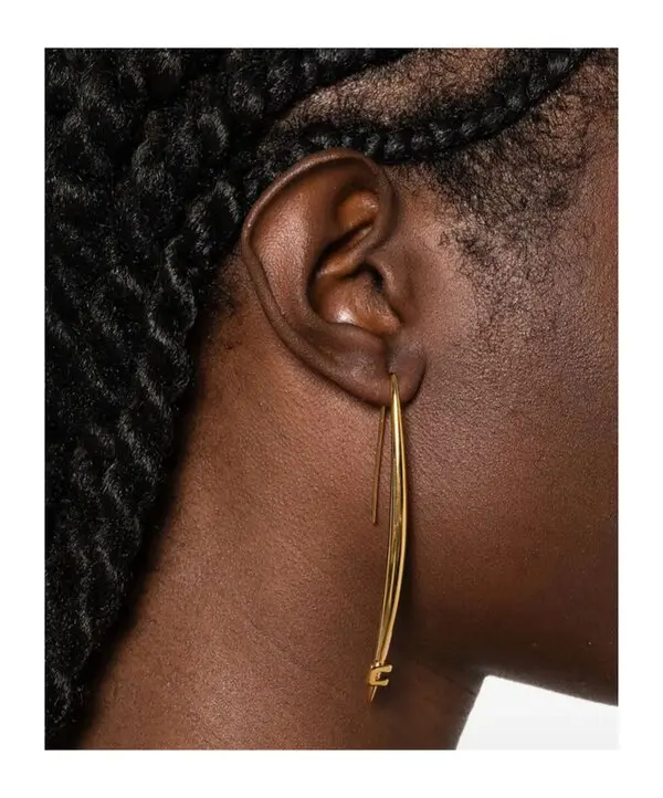 Elisabetta Franchi Tone Logo Plaque Drop Earrings