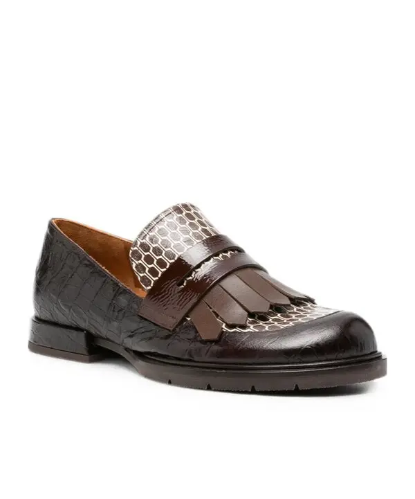 Chie Mihara Jeluse Croc-effect Fringed Loafers