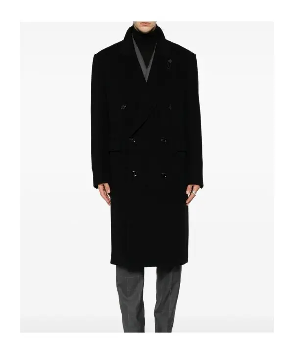 LARDINI Double-breasted Peaked-lapel Coat