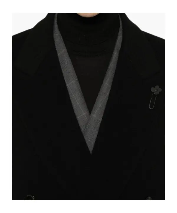 LARDINI Double-breasted Peaked-lapel Coat