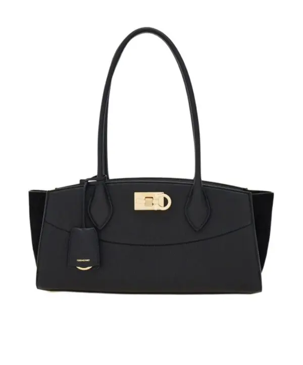 FERRAGAMO New Studio Soft Bag East West - Black