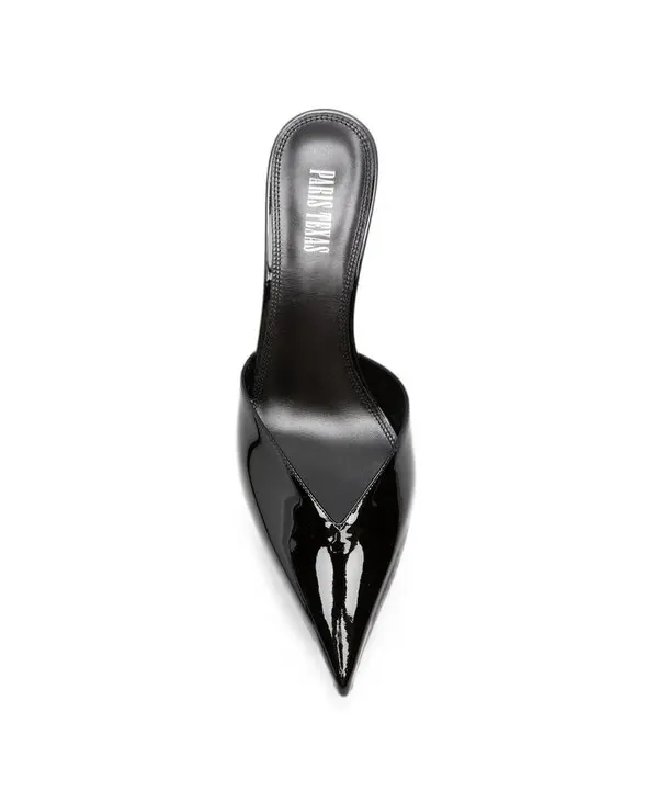 Paris Texas Patent Leather Pointed Toe Mules - Black