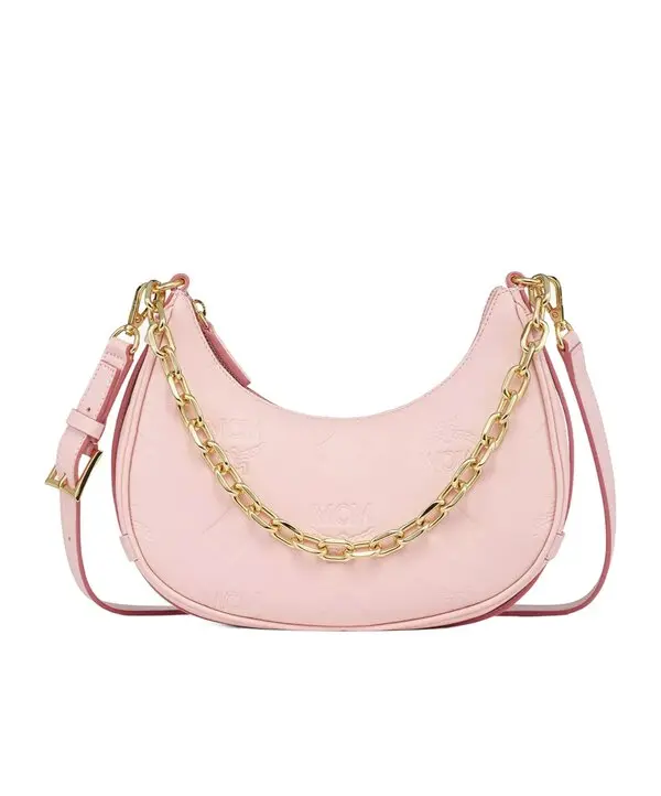 Mcm Maxi Monogram Leather Hobo Bag - Lotus