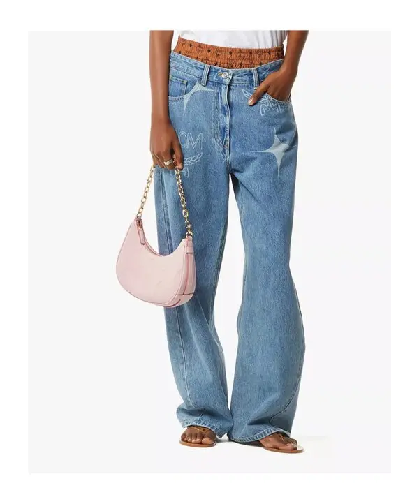 Mcm Maxi Monogram Leather Hobo Bag - Lotus