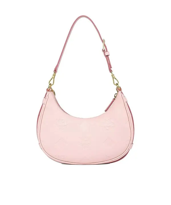 Mcm Maxi Monogram Leather Hobo Bag - Lotus