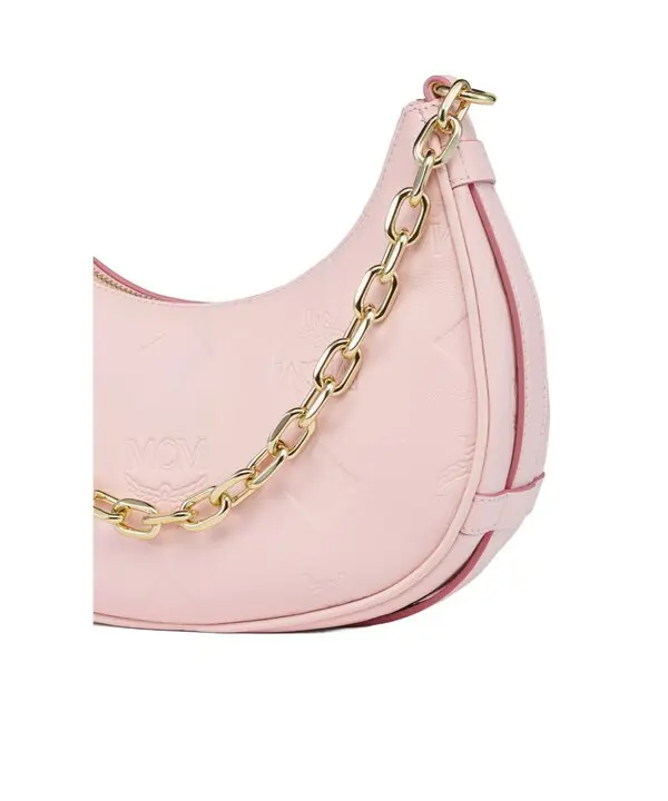 Mcm Maxi Monogram Leather Hobo Bag - Lotus