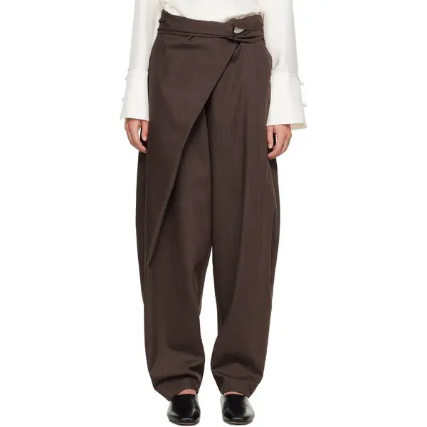 RÓHE Sarong Knot Trousers - Dark Brown