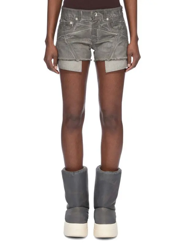 Rick Owens Denim Shorts With Belt Loops - Dark Gray
