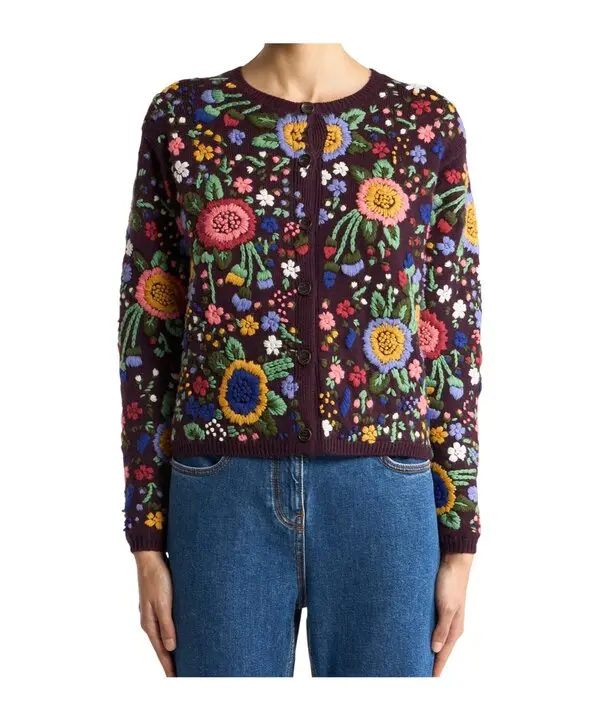 Etro Floral Embroidered Wool Cardigan