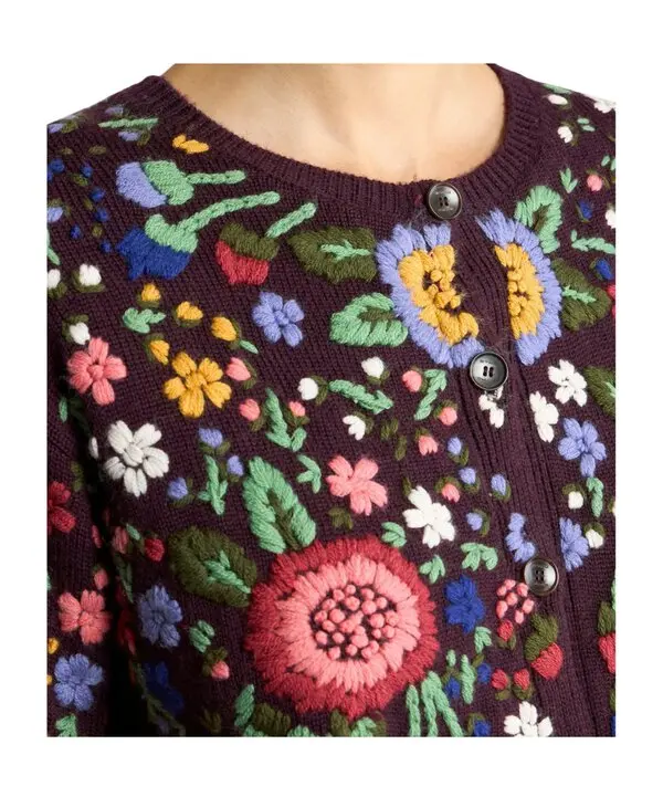 Etro Floral Embroidered Wool Cardigan