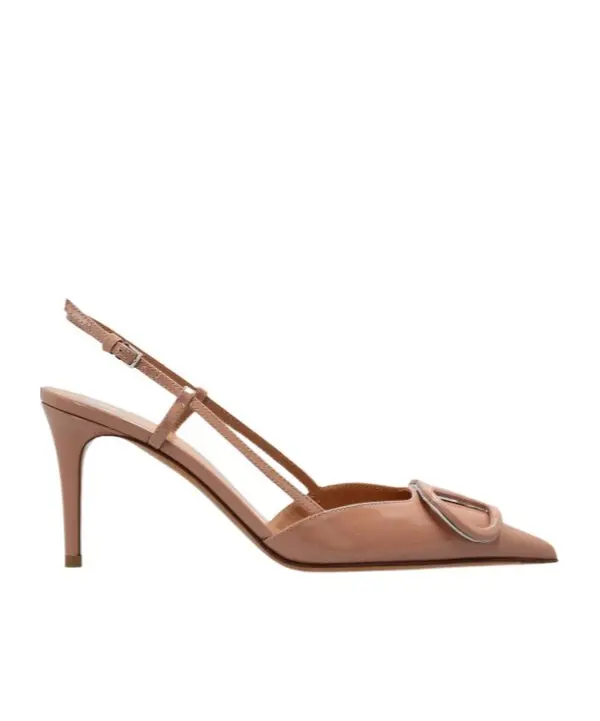Valentino Garavani Vlogo Signature Patent Leather Slingback Pumps - No
