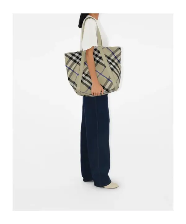 Burberry Festival Checked Top Handle Bag - Moss Color