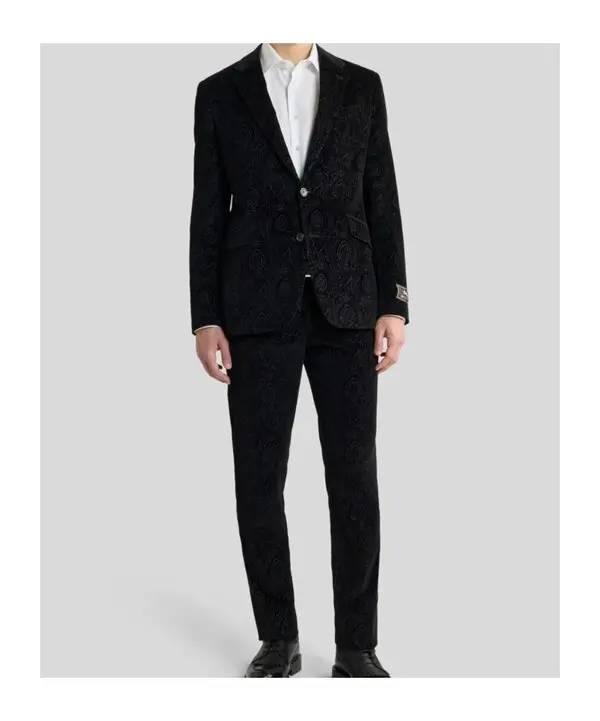 Etro Single-breasted Cotton Velvet Jacket With Arnica Motif