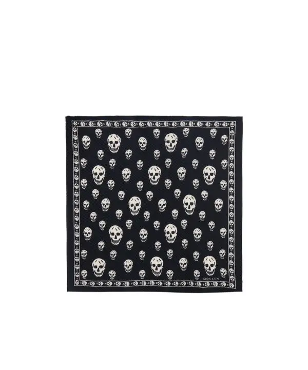 Alexander McQueen Pleated Skull-print Scarf - Black/ivory