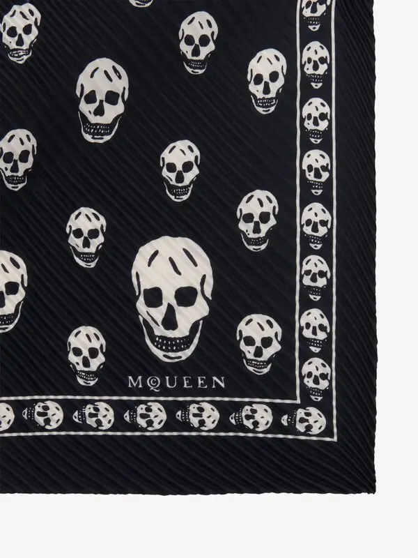 Alexander McQueen Pleated Skull-print Scarf