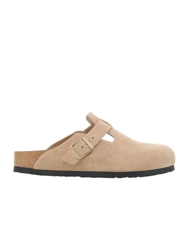 BIRKENSTOCK Boston Buckle Suede Sandals - Sandcastle