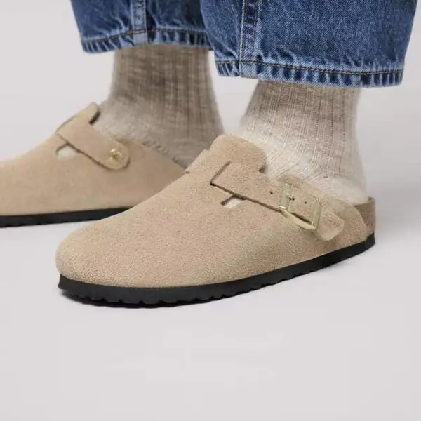 BIRKENSTOCK Boston Buckle Suede Clogs