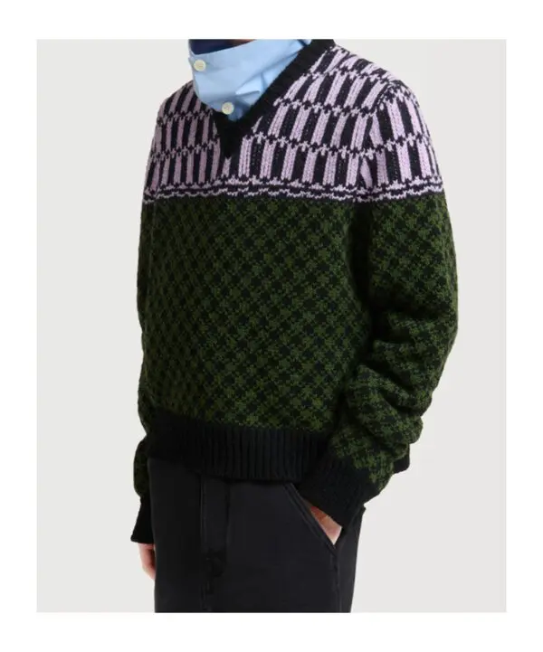 Marni Geometric Motif V-neck Jumper