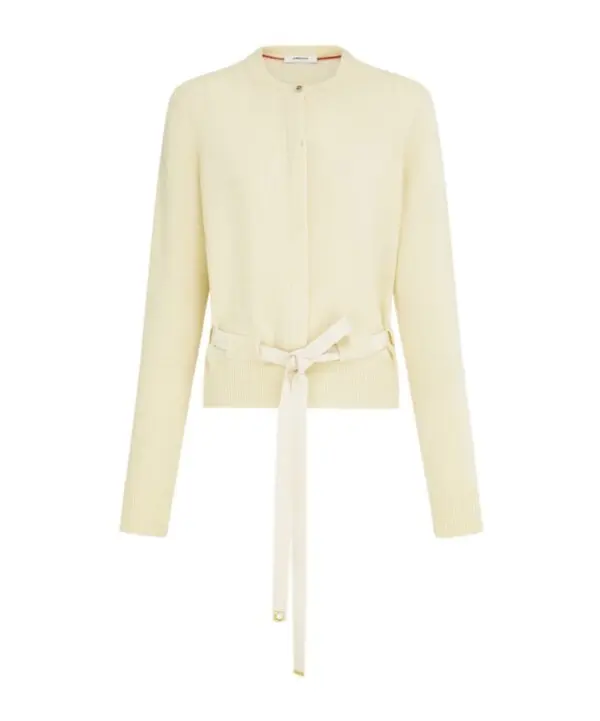 FERRAGAMO Cardigan With Thread Through Belt - Chamomile