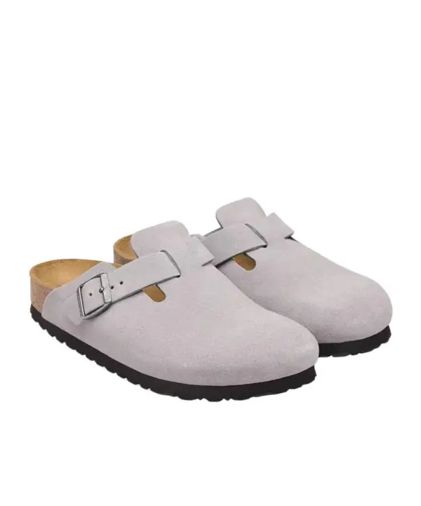 BIRKENSTOCK Boston Buckle-fastening Suede Clogs - Lavender Sky