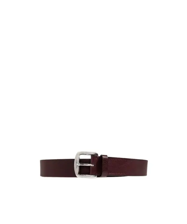 Dsquared2 Leather Belt With Silver Tone Buckle - Wine Red