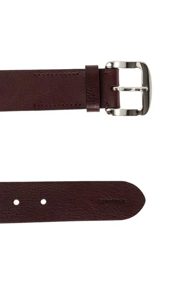 Dsquared2 Leather Belt With Silver Tone Buckle