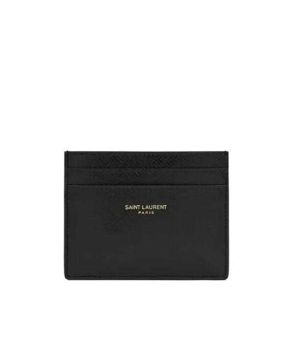 Saint Laurent Logo Detailed Card Case - Black