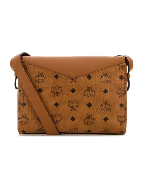 Mcm Logo Printed Small Diamant 3d Crossbody Bag