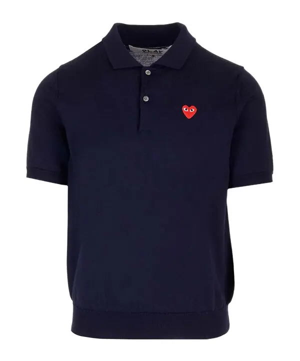 Comme Des Garçons Heart Patch Polo Shirt - Black