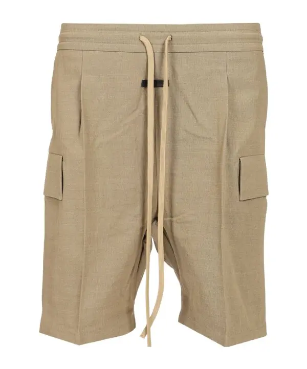 Fear Of God Logo-patch Drawstring Cargo Shorts - Beige