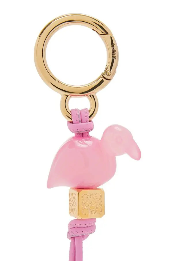 Loewe Flamingo Charm In Acetate And Classic Calfskin