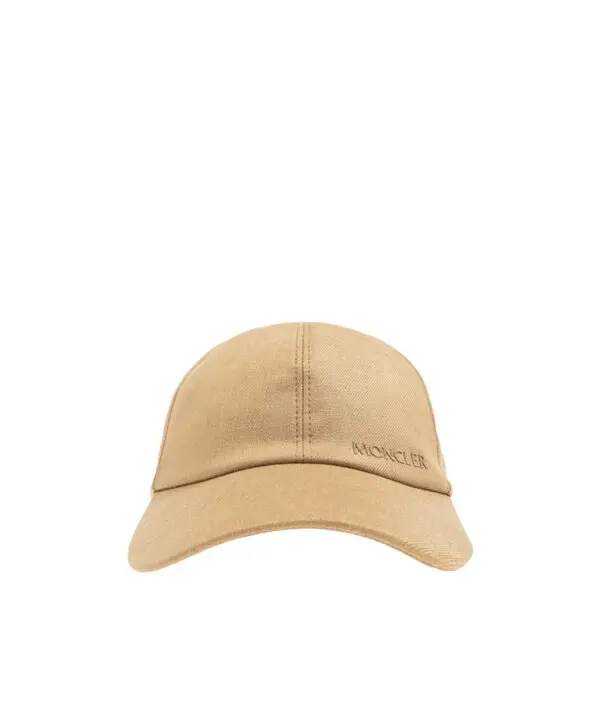Moncler Logo Embroidered Curved Peak Cap - Nude