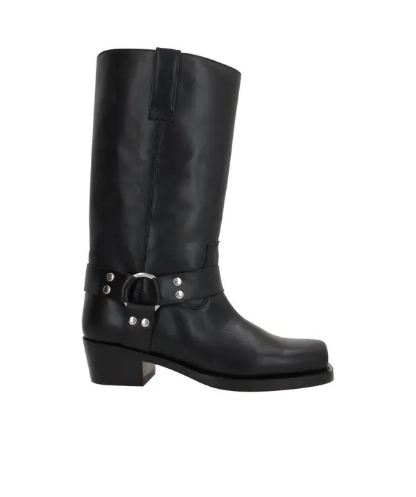 Paris Texas Square Toe Studded Ankle Boots - Black