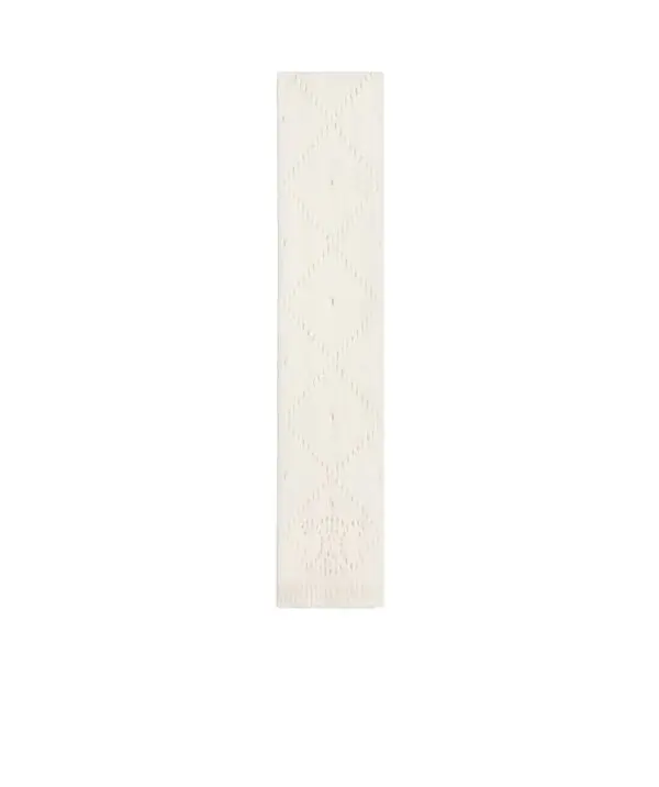 Celine Fair Isle Scarf In Alpaca Wool Pointelle - White