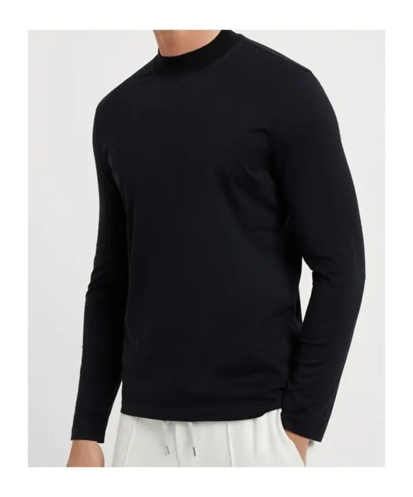 Brunello Cucinelli Mock-neck Cotton T-shirt