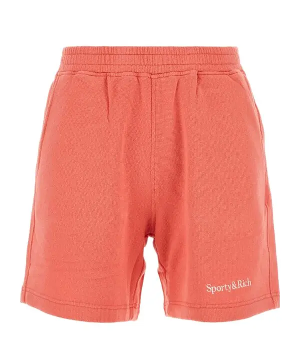 SPORTY  RICH Sporty & Rich Logo Embroidered Elasticated Waistband Shorts