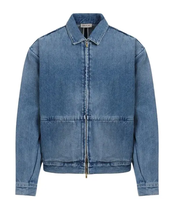 Fear Of God Drop Shoulder Zipped Denim Jacket - Blue