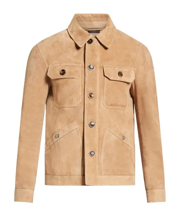 TOM FORD Classic-collar Suede Jacket - Camel Brown
