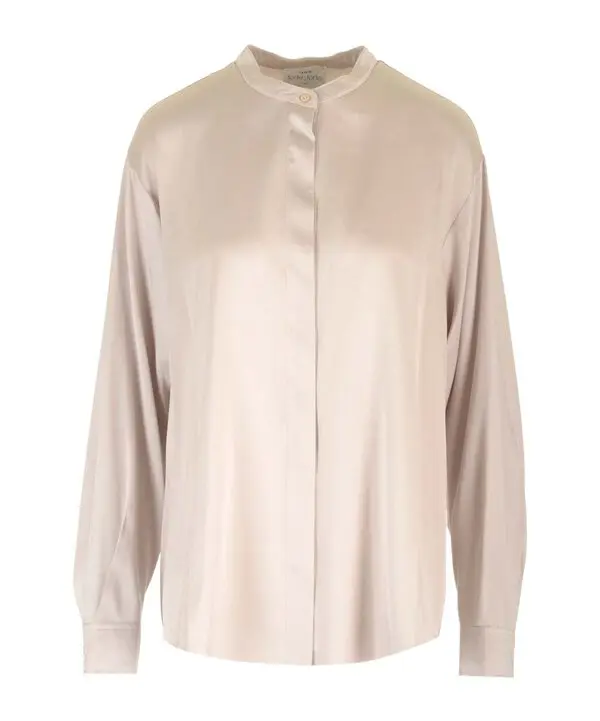 FORTE_FORTE Curved Hem Satin Shirt - Rose