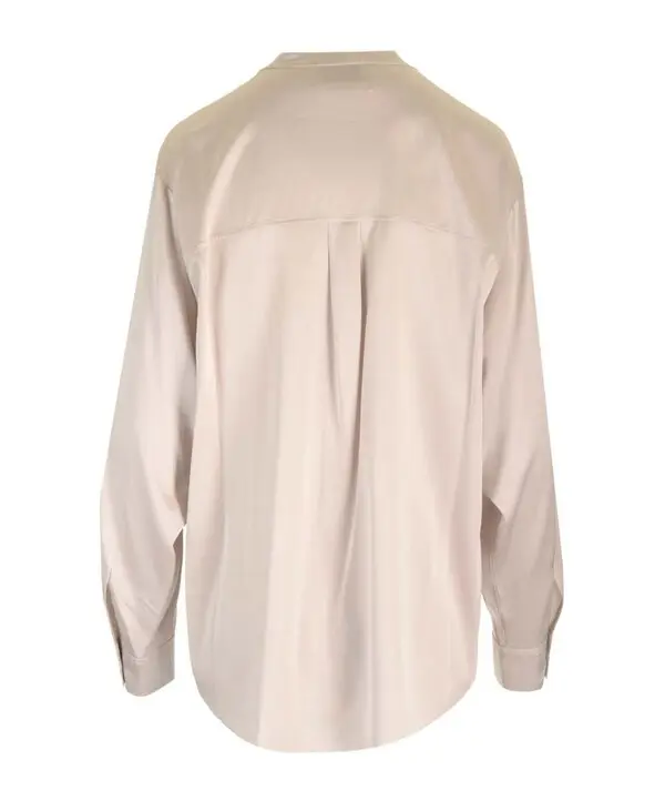 FORTE_FORTE Curved Hem Satin Shirt