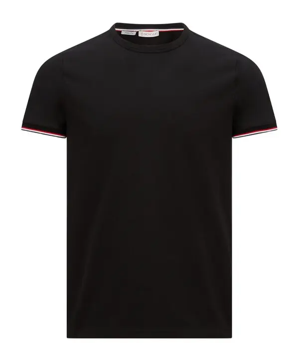 Moncler Striped Trim Crewneck T-shirt - Black
