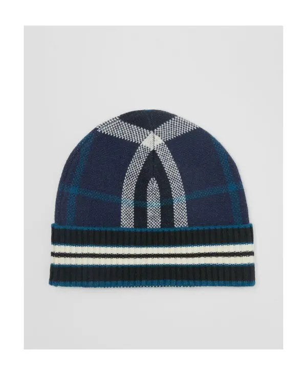 Burberry Check And Stripe Cashmere Beanie