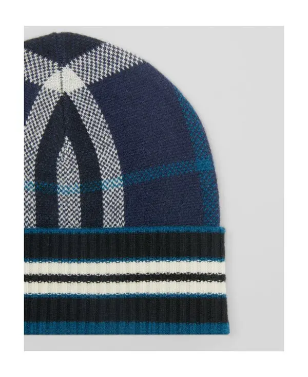 Burberry Check And Stripe Cashmere Beanie