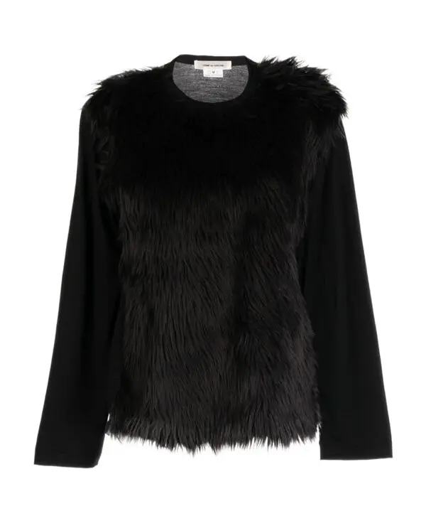 Comme Des Garçons T-shirt With Round Neck And Long Sleeves - Black
