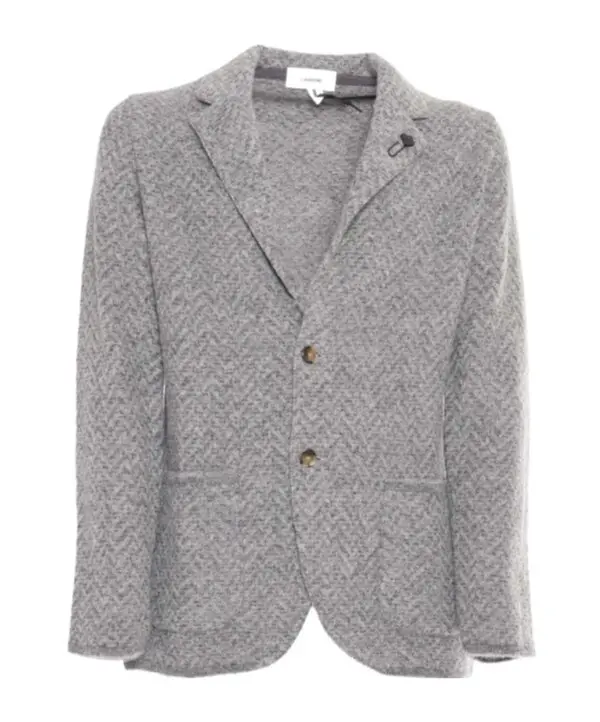 LARDINI Brooch-detailed Tailored Blazer - Gray