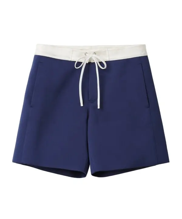 Miu Miu Contrasting-waistband Drawstring Satin Shorts - Blue