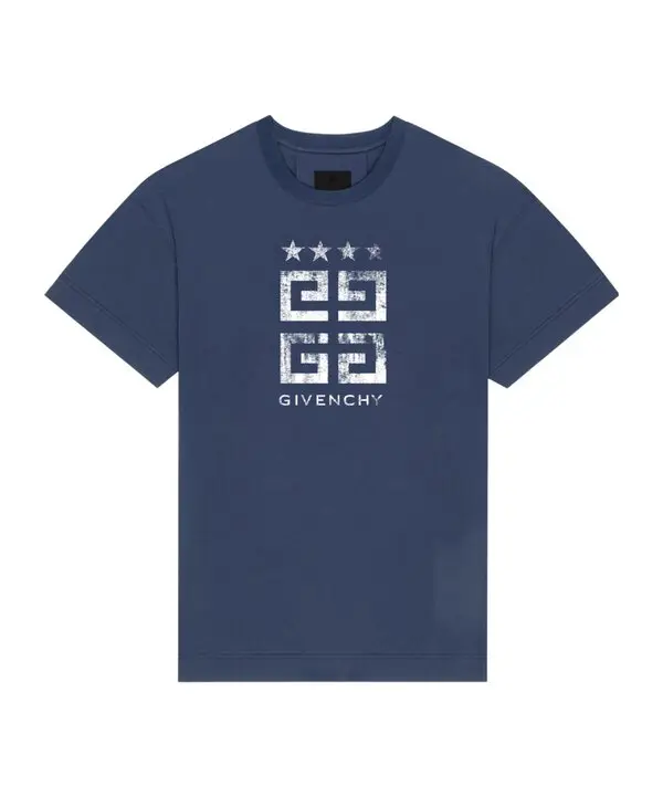 Givenchy Faded 4g Logo Printed Crewneck T-shirt - Blue